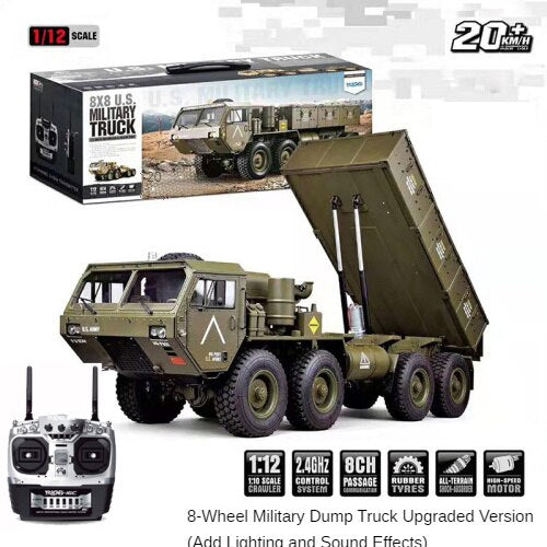 1/12 RC 8X8 Drive Military Truck Trailer Professional Electric Heavy ...