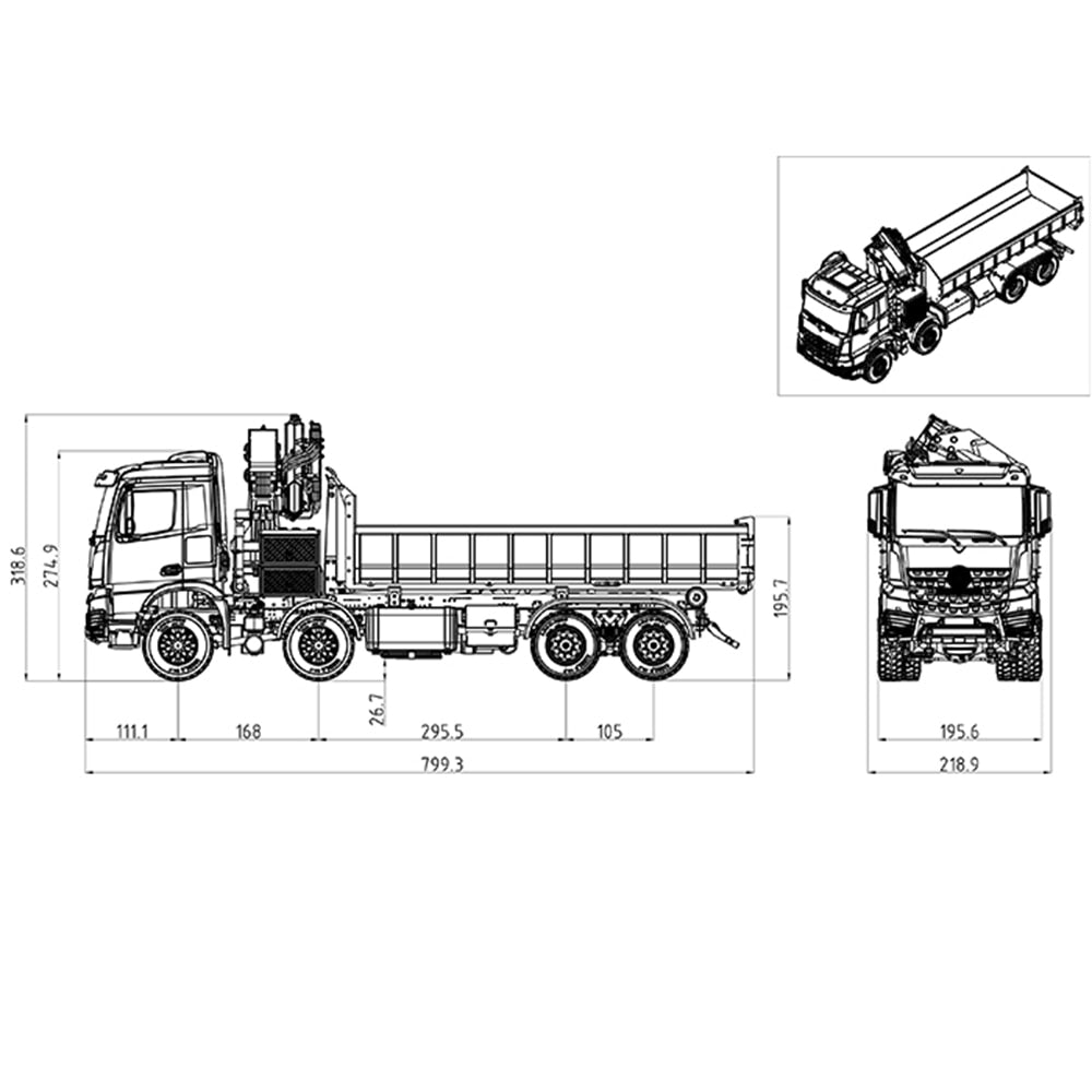 1/14 RC Hydraulic Crane Truck 8x8 RTR Metal RoRo Truck Mounted Crane ...