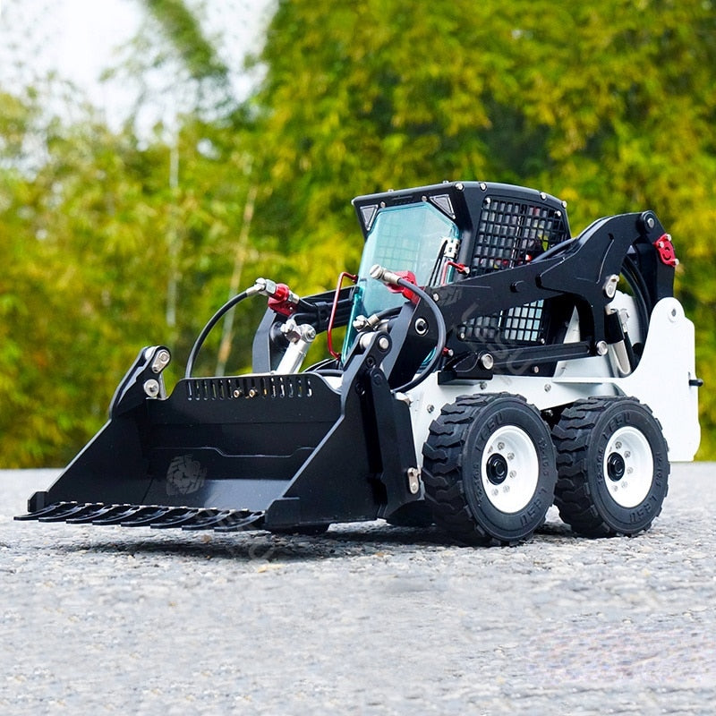 1/14 RC Metal Wheeled Bobcat Skid Steer Loader Small Bulldozer Engine ...