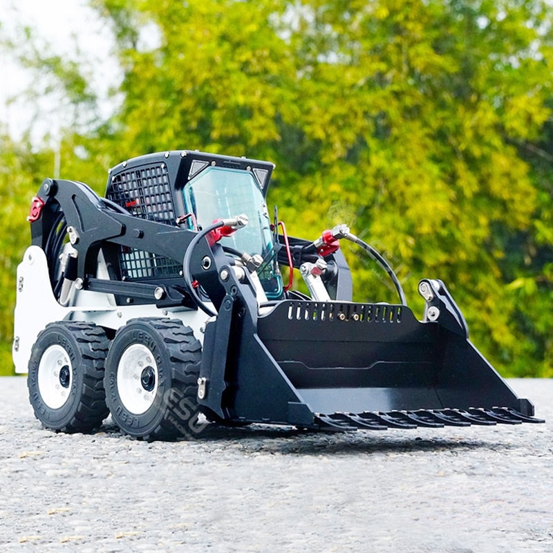 1/14 RC Metal Wheeled Bobcat Skid Steer Loader Small Bulldozer Engine ...