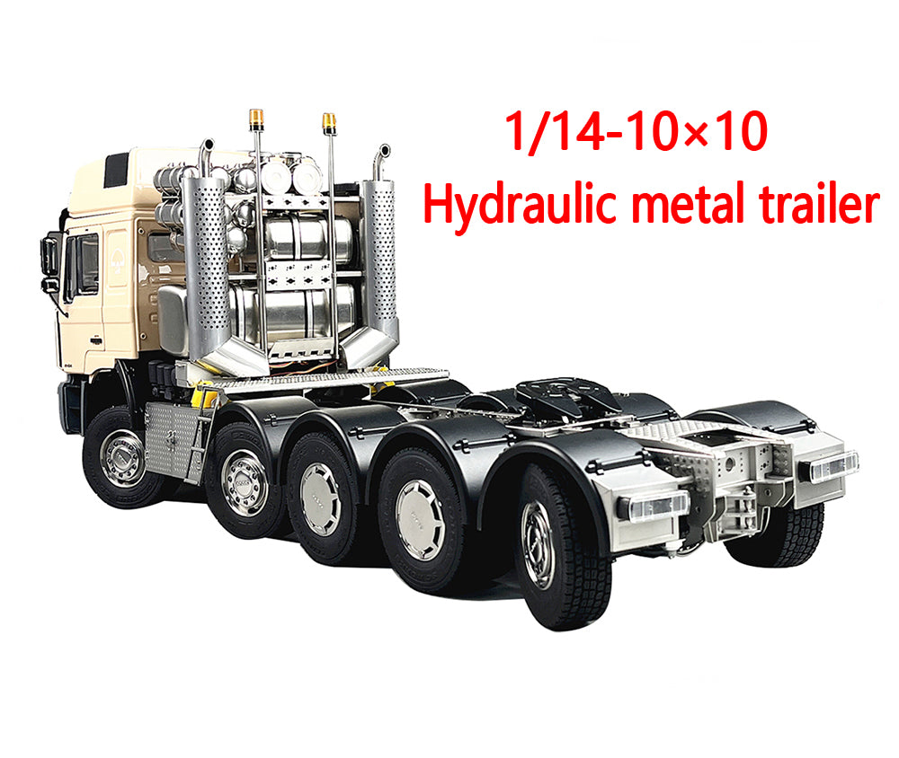 1/14 RC 10x10 Hydraulic Heavy Duty Trailer Full Metal Rear Steering F ...