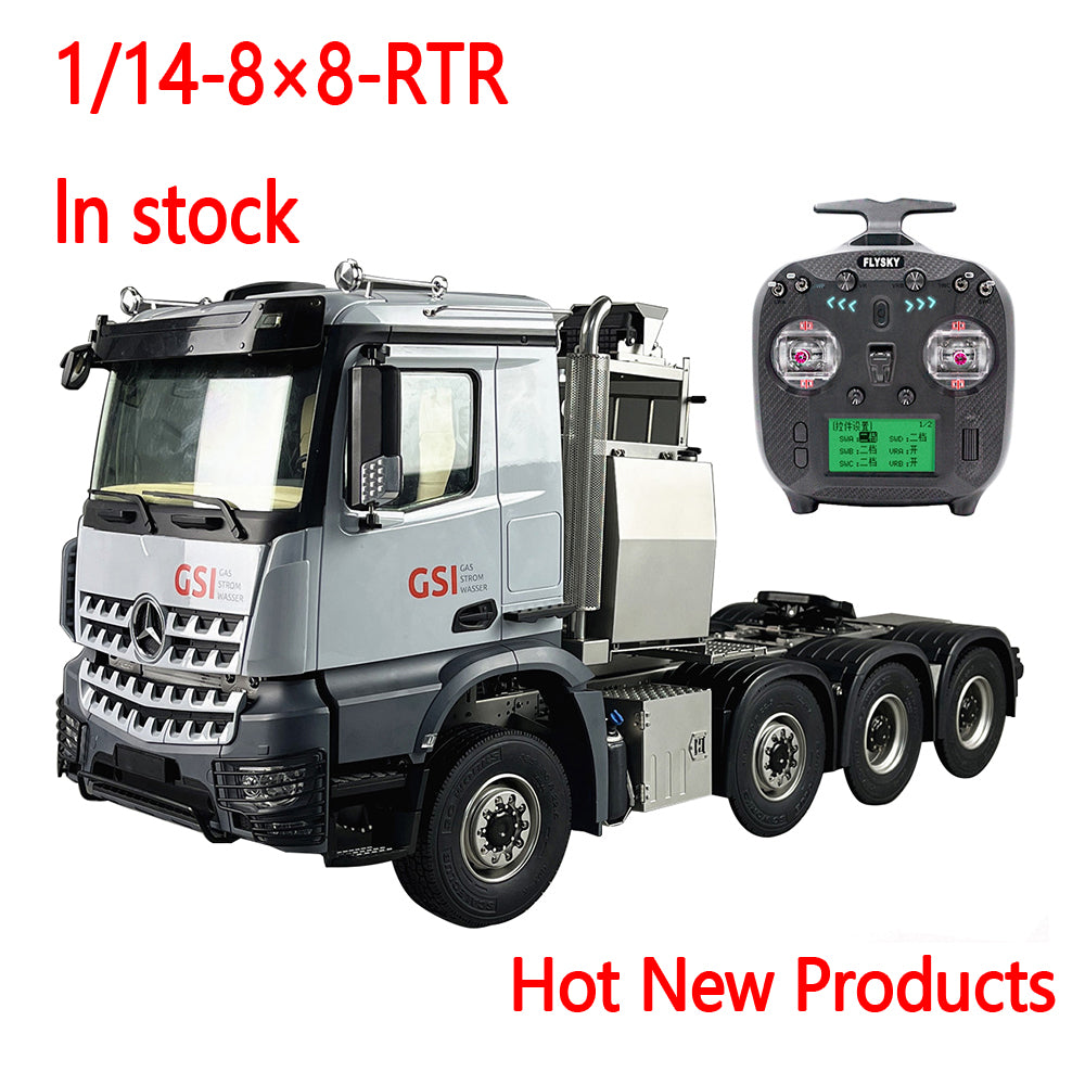New 1/14 RC 8x8 Heavy Duty Trailer RTR 3363 Metal Tractor Truck Engin ...